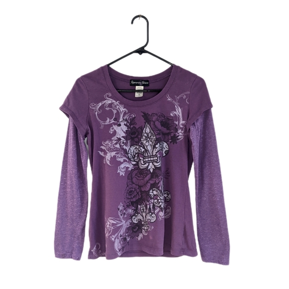 Vintage | Tops | 200s Grunge Fleurdelis Print Layerd Long Sleeve Tumblr ...